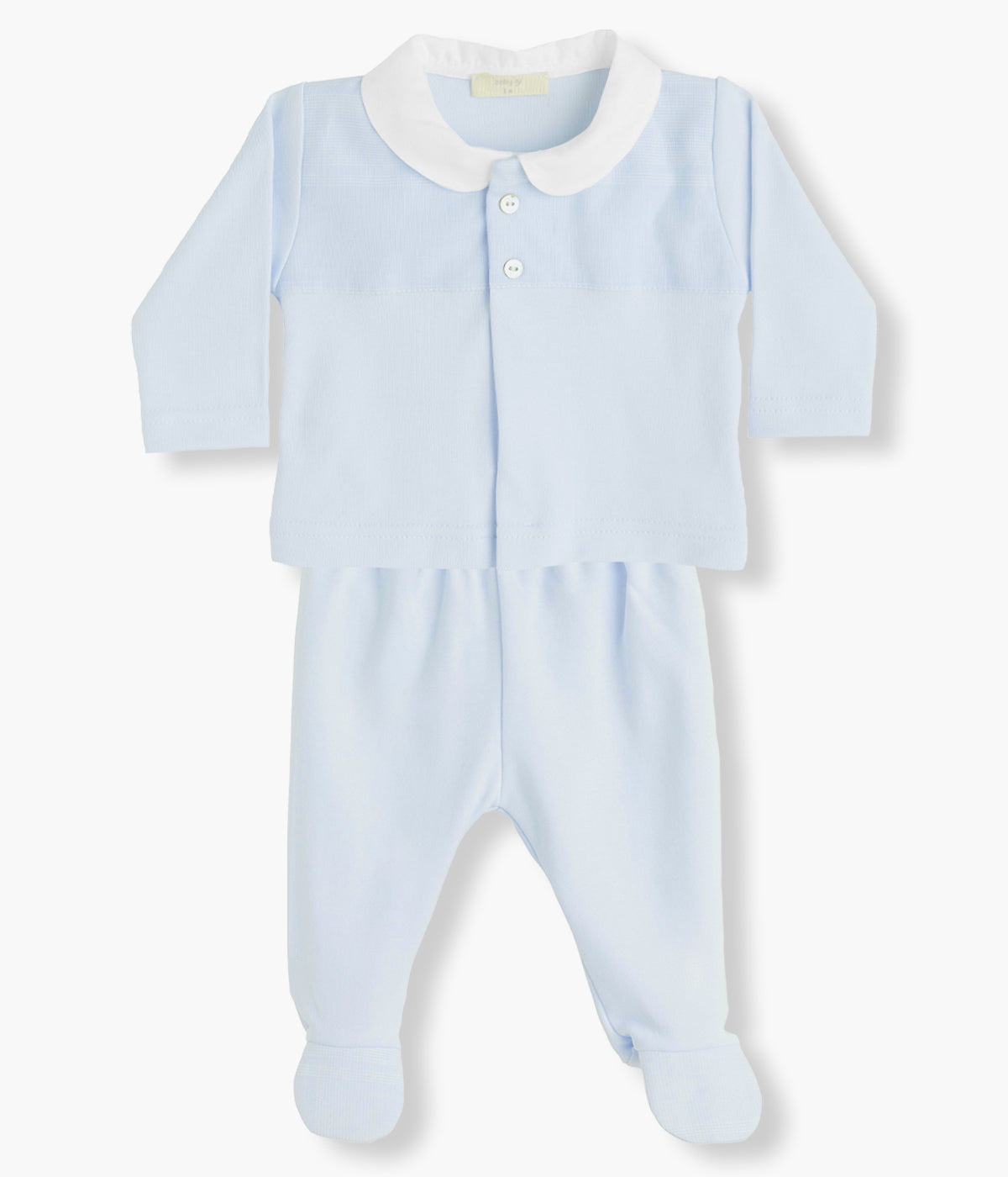 Conjunto em Algodão com Gola Bebé Menino 2pc Azul | Moon Baby Shop