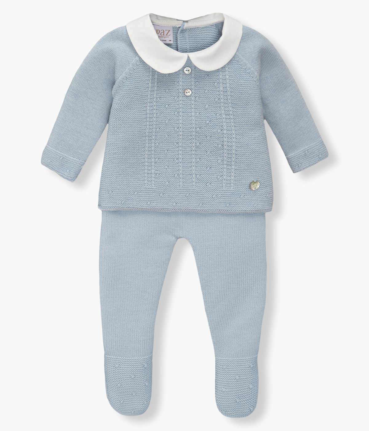Conjunto Malha com Gola para Bebé 2pc Azul Paz Rodríguez | Moon Baby